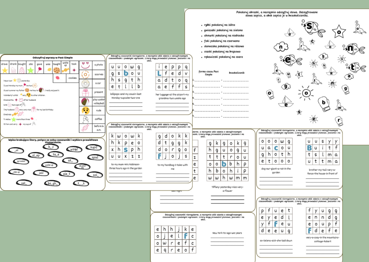 Czasowniki nieregularne Past Simple - karty pracy